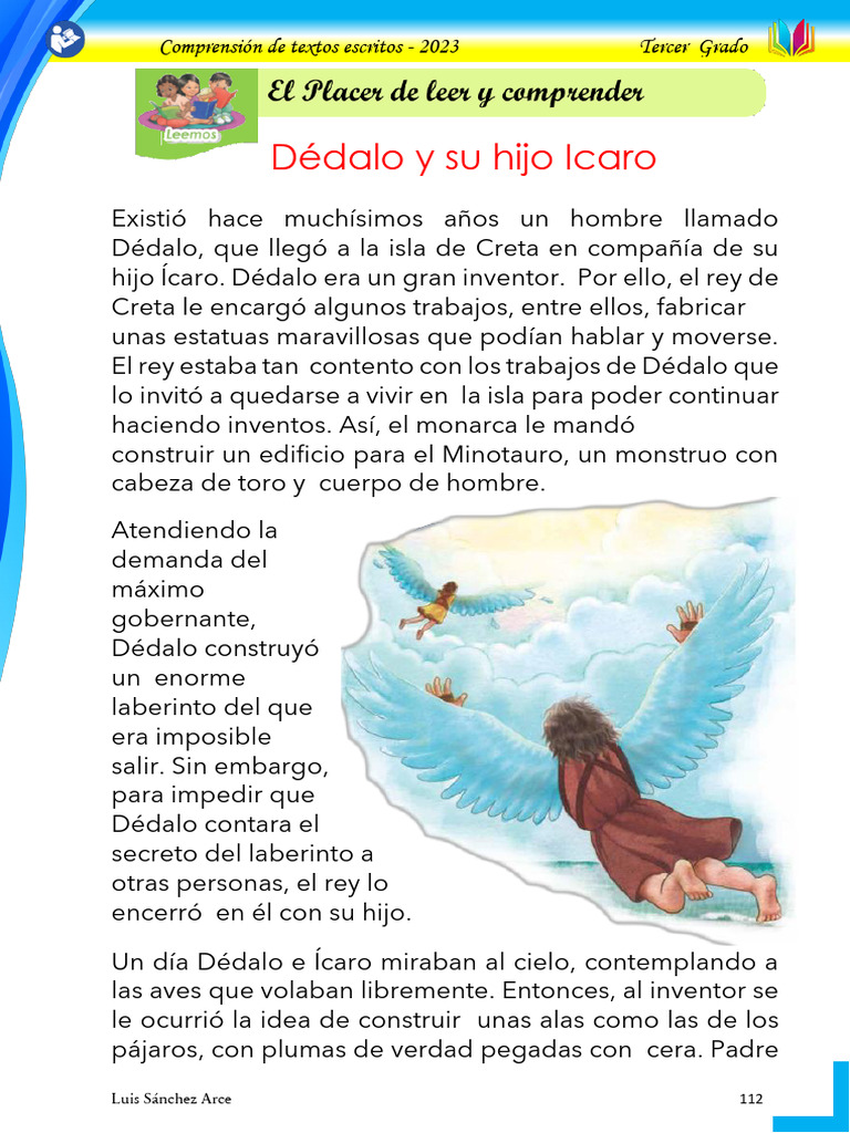 Mito de Dédalo e Ícaro para Niños | PDF