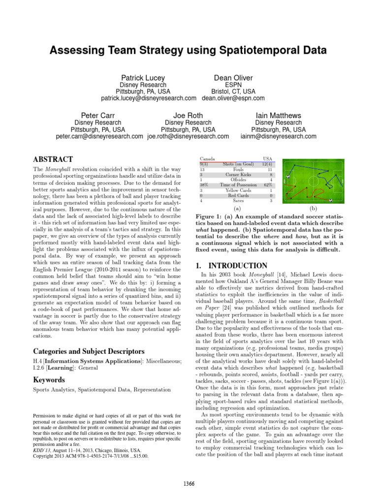 Assessing Team Strategy Using Spatiotemporal Data | PDF | Analytics | Statistics