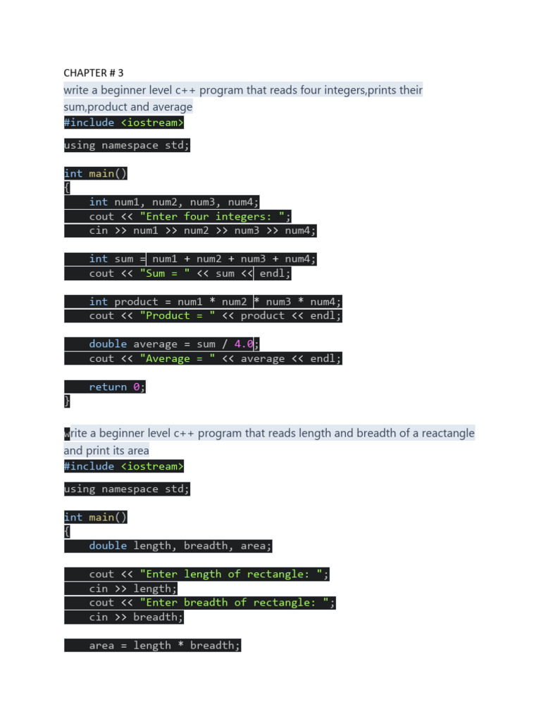 Programs | PDF | Area | Length