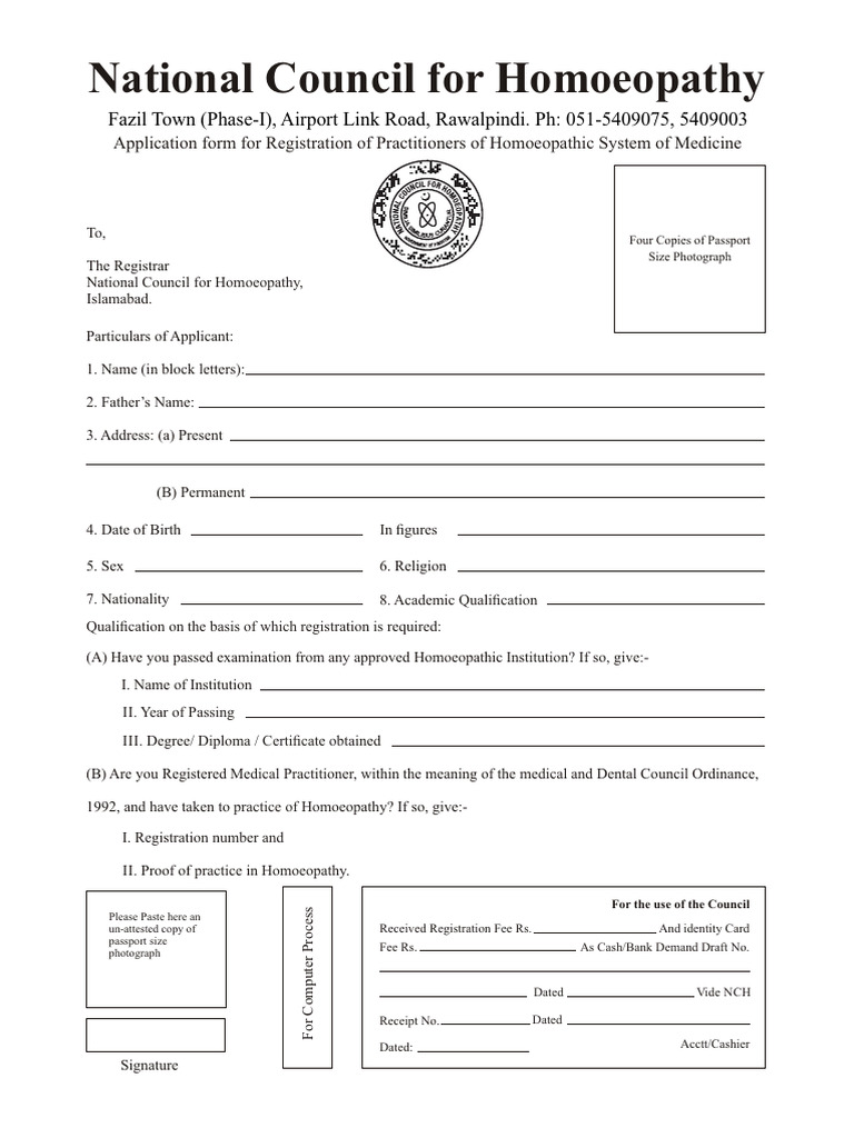 NCH Registration-Formdf3 | PDF | Homeopathy