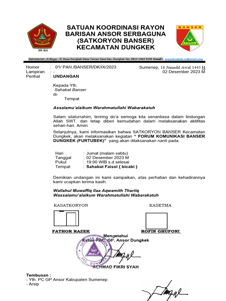 UNDANGAN Banser | PDF