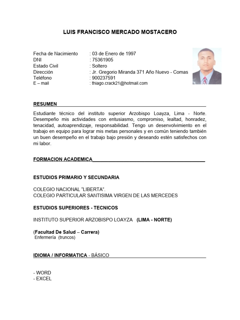 CV Luis Francisco | PDF | Lima