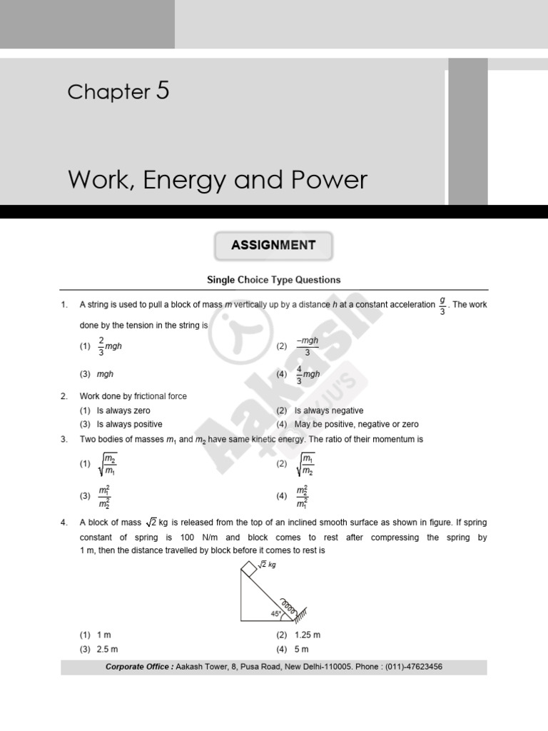 Work Energy and Power | PDF | Collision | Force