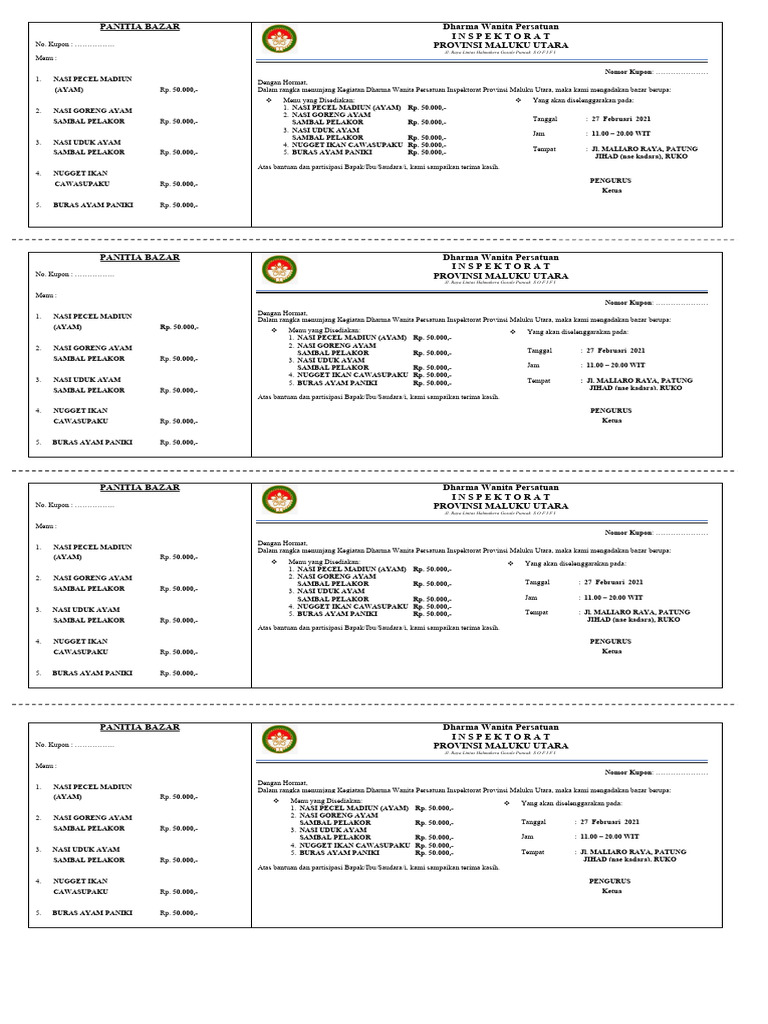 Kupon Bazar DWP Versi 2 Print | PDF