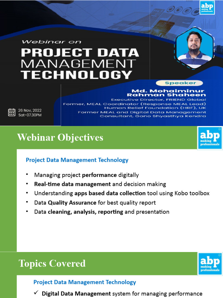Webinar On Project Data Management Technology | PDF | Information | Data