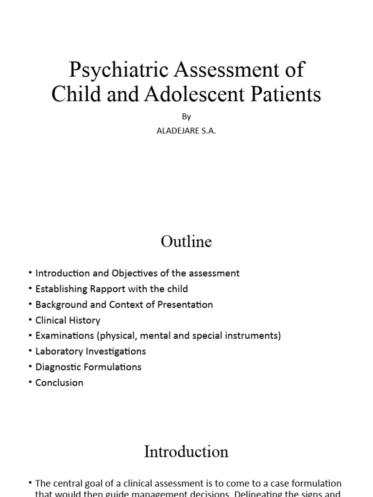 Psychiatric Assessment of Child and Adolescent Patients | PDF | Mental ...