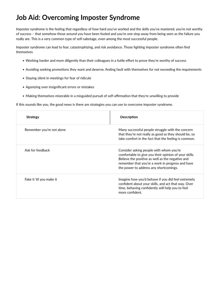 Imposter Syndrome | PDF | Social Psychology | Psychological Concepts