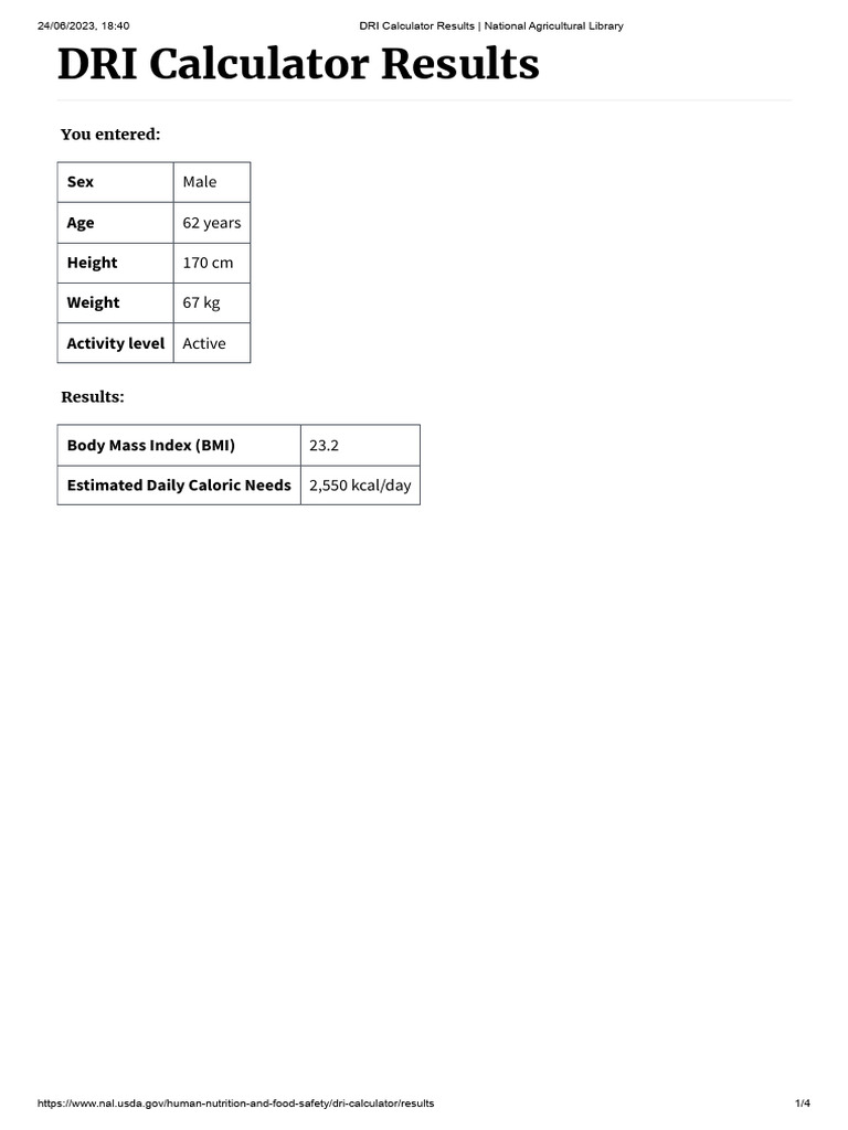 DRI Calculator Results - Nelson Gonsalveis | PDF | Nutrients | Magnesium