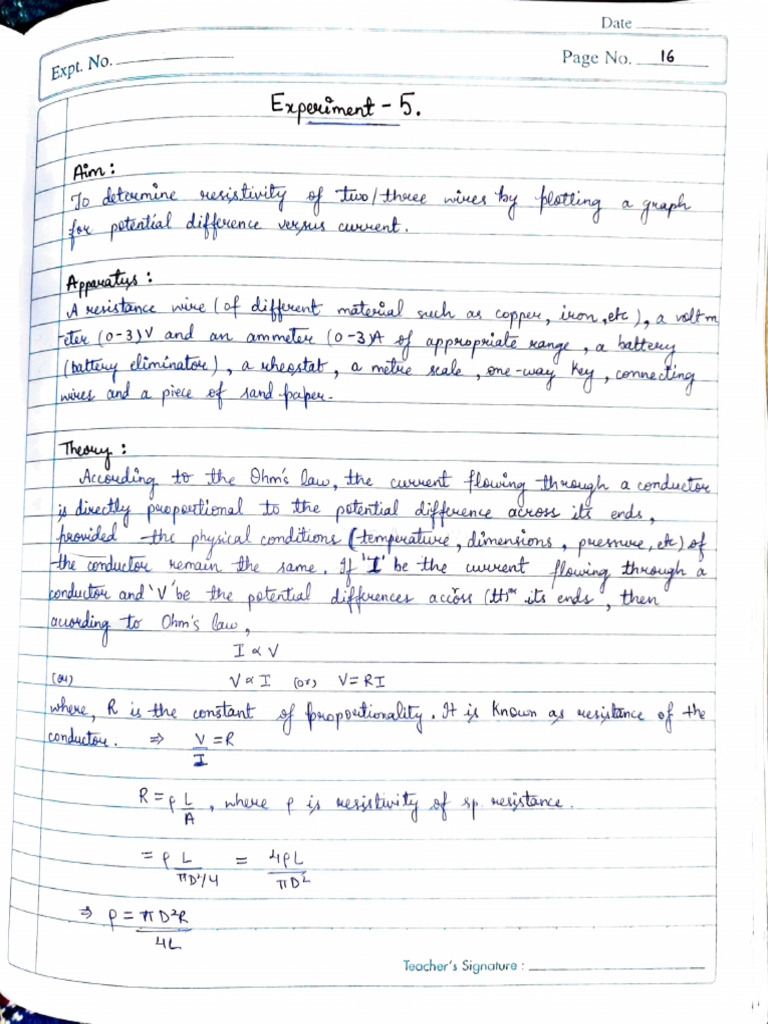 Class 12 Physics Electricity Experiment | PDF