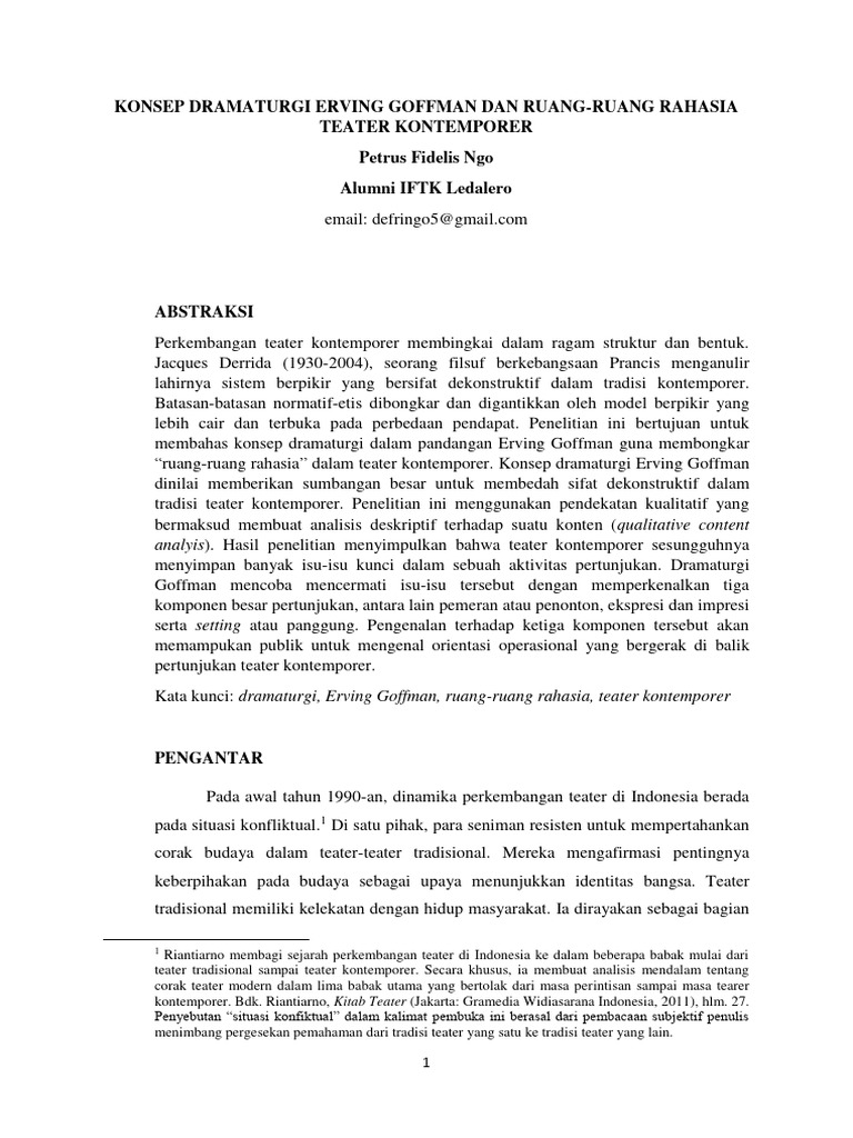 Konsep Dramaturgi Erving Goffman Dan Ruang-Ruang Rahasia Teater ...
