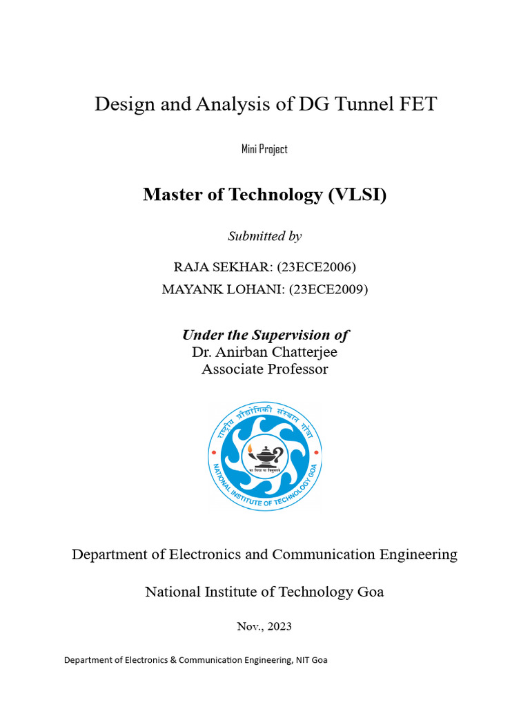 DG Tunnel FET Analysis for M.Tech | PDF | Field Effect Transistor | Mosfet