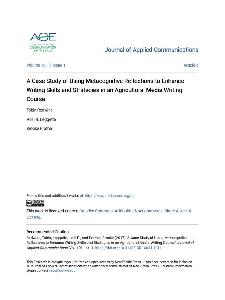 A Case Study of Using Metacognitive Reflections To Enhance Writin | PDF | Metacognition ...