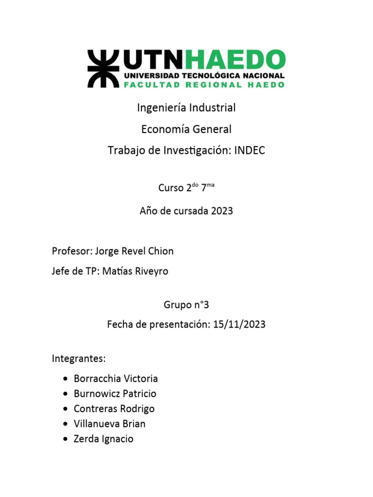 INDEC | PDF | Costo de la vida | Producto Interno Bruto