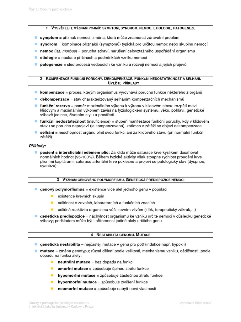 Otázky Z Patofyziologie | PDF Otázky Z Patofyziologie | PDF
