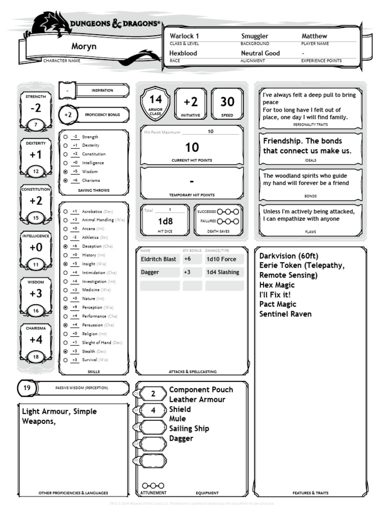 D&D 5e Character - Raven Queen | PDF | Role Playing Games