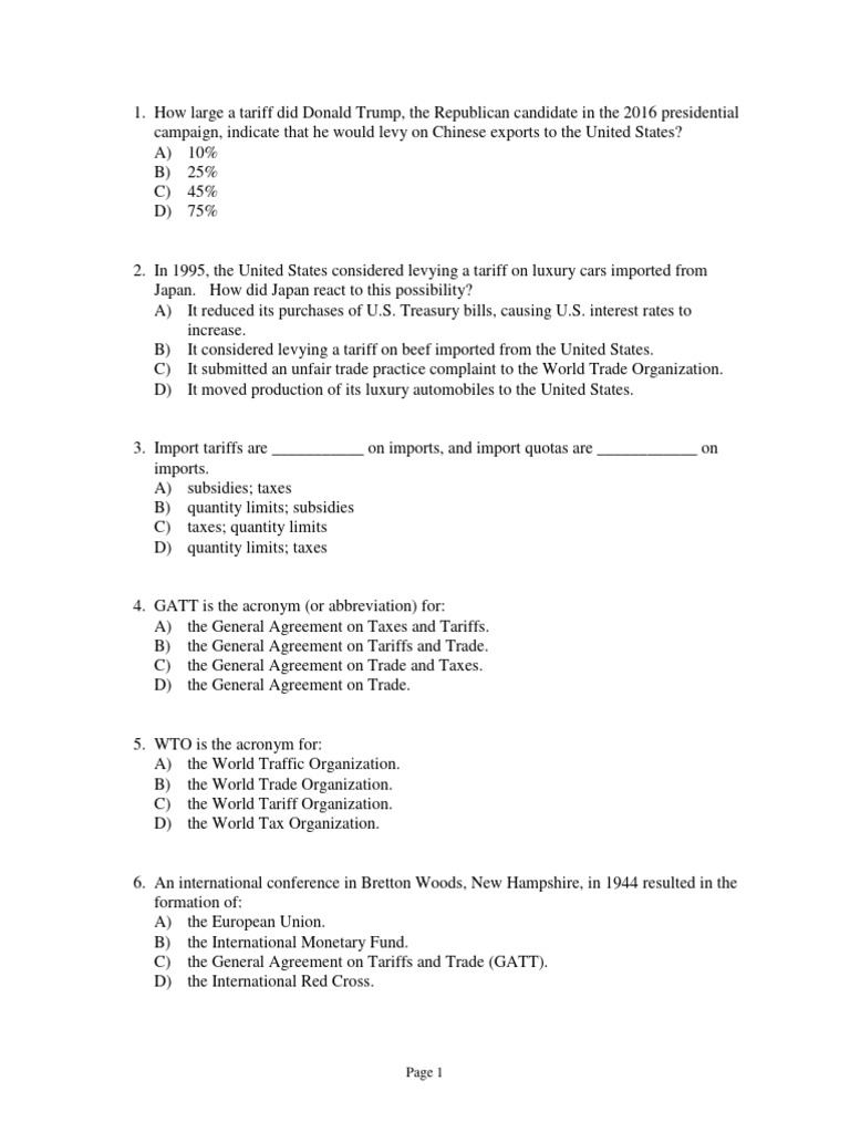 International Trade 4th Edition Feenstra Test Bank | PDF | World Trade ...