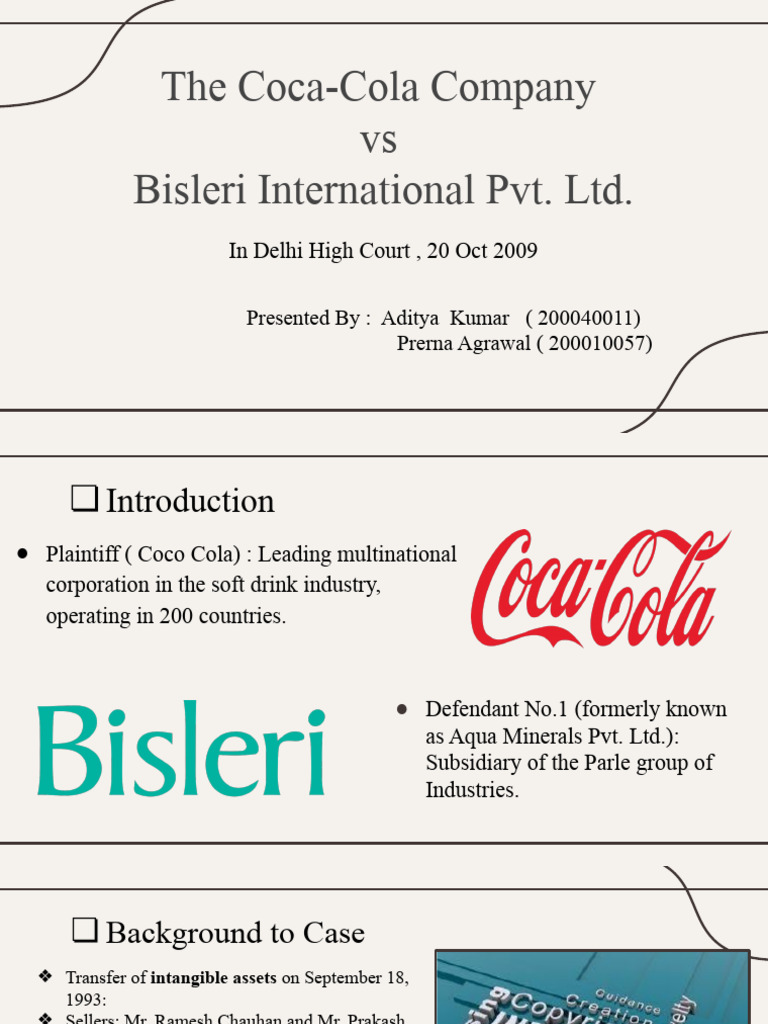 The Coca Cola Company Vs Bisleri International Pvt Ltd Pdf