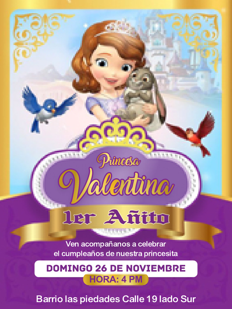 Invitacion Valentina Princesa Sofia | PDF