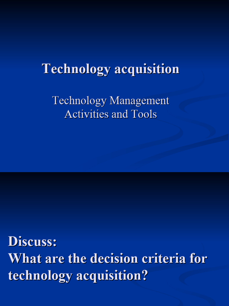 Technology Acquisition | PDF | Cost | Innovation