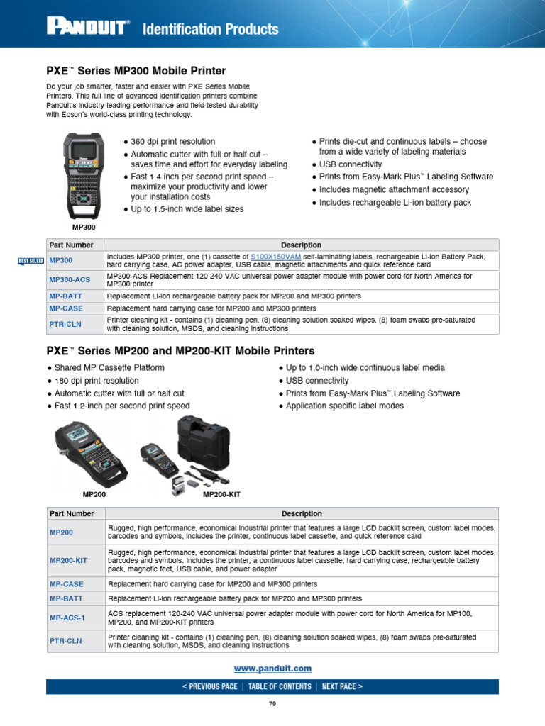 Panduit MP300 MODELOS ETIQUETAS | PDF | Printer (Computing) | Computing