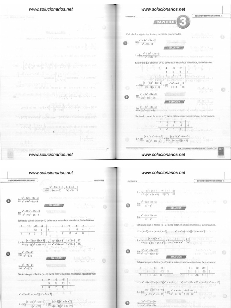 Sol. Limites by Espinoza | PDF | Matemáticas | Análisis matemático