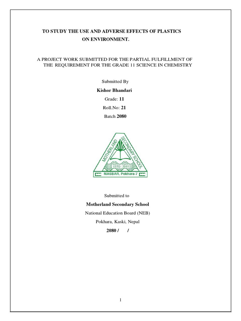 Chemistry Project Sample | PDF | Plastic | Survey Methodology