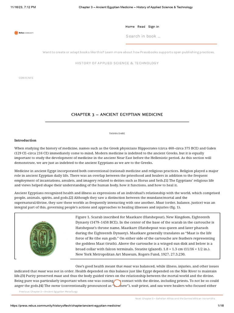 Chapter 3 - Ancient Egyptian Medicine - History of Applied Science ...