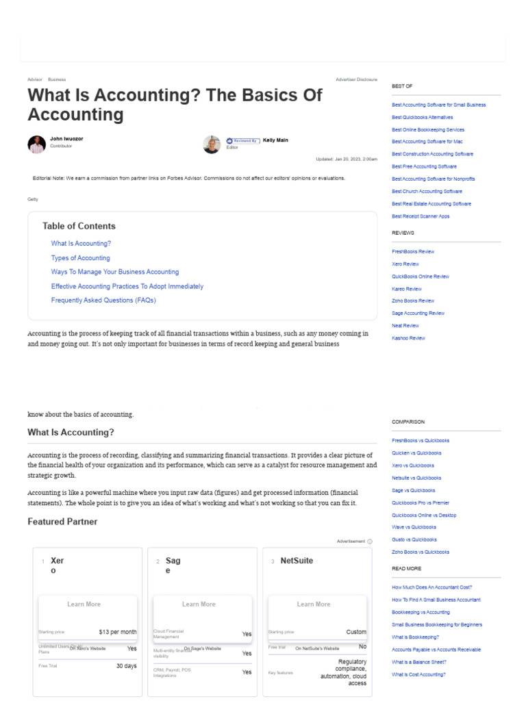 What Is Accounting - The Basics of Accounting - Forbes Advisor | PDF | Certified Public ...