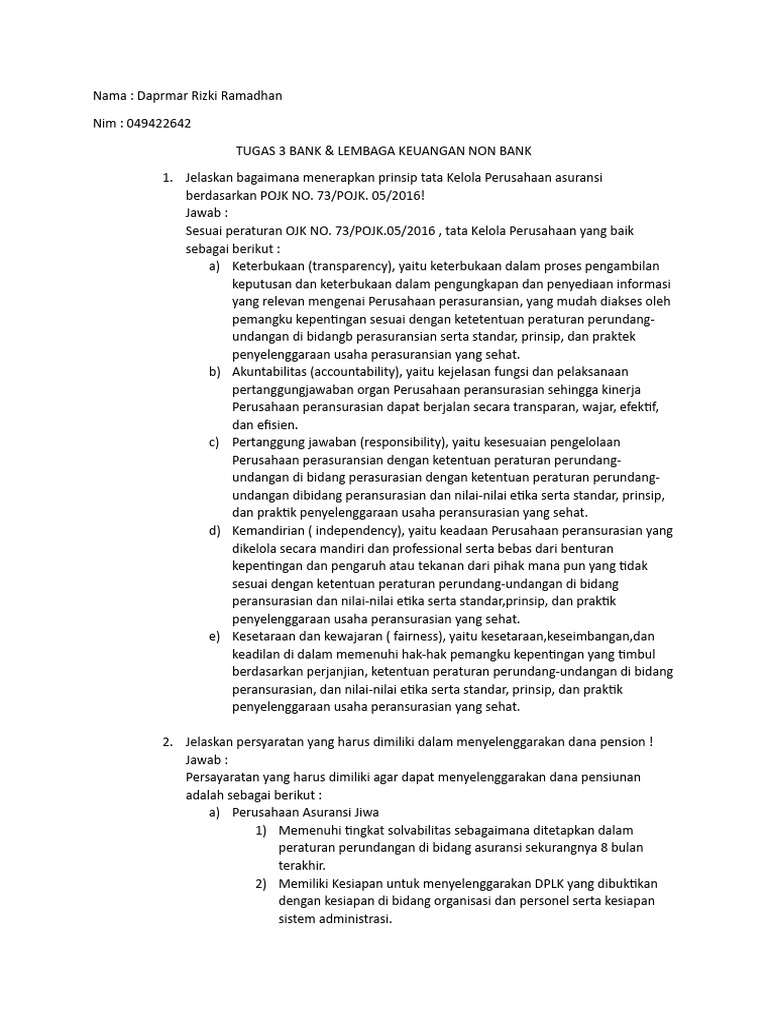 Tugas 3 Bank & Lembaga Keuangan Non Bank | PDF | Pengelolaan Keuangan & Uang | Hukum