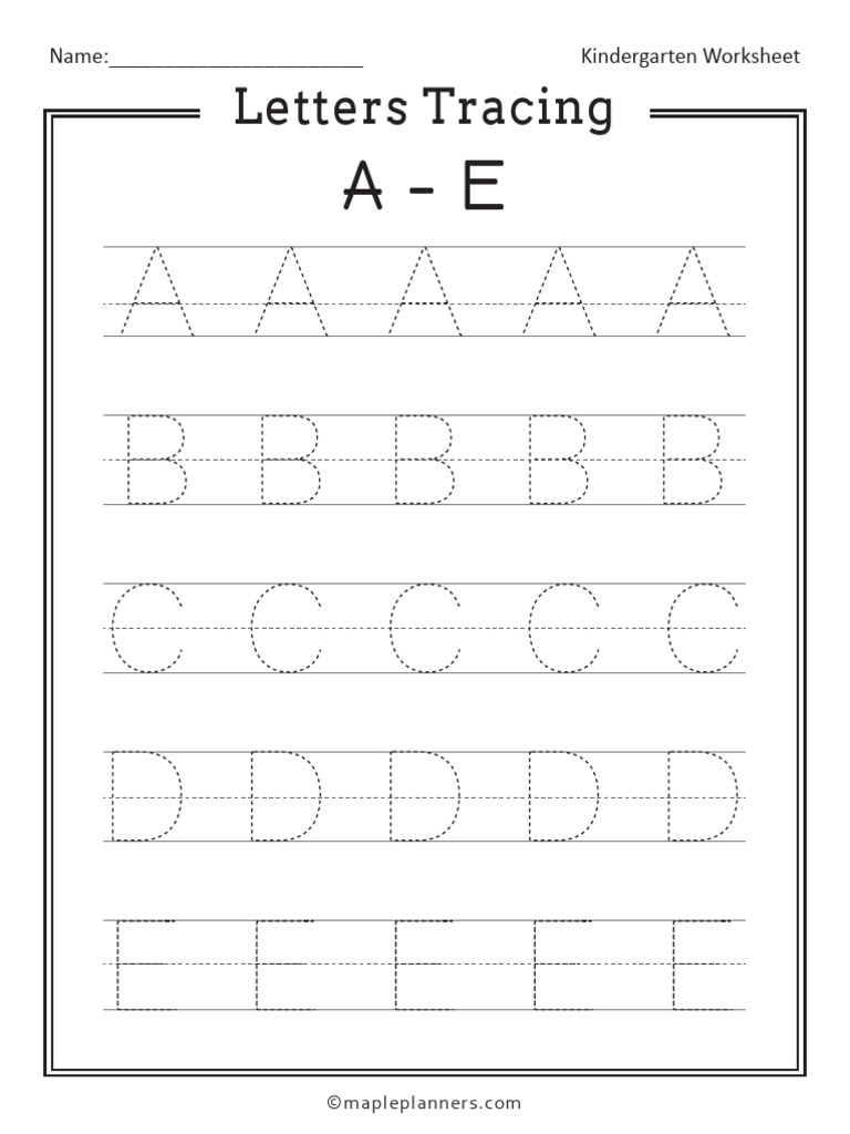 Letters Tracing Worksheets A E | PDF