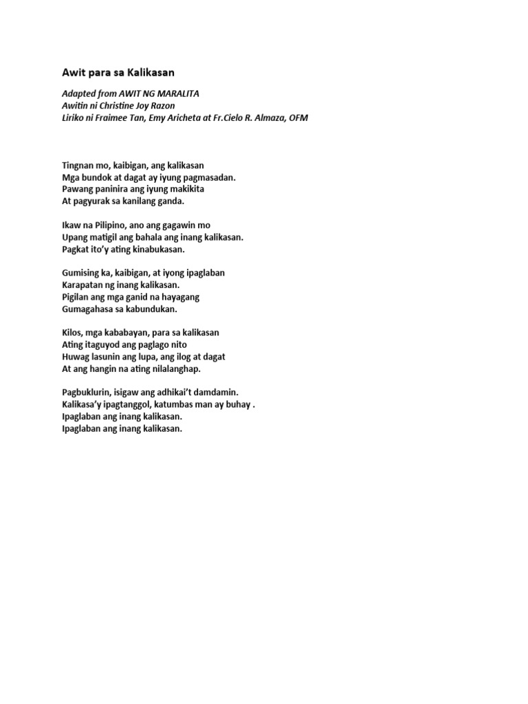 Awit para Sa Kalikasan | PDF