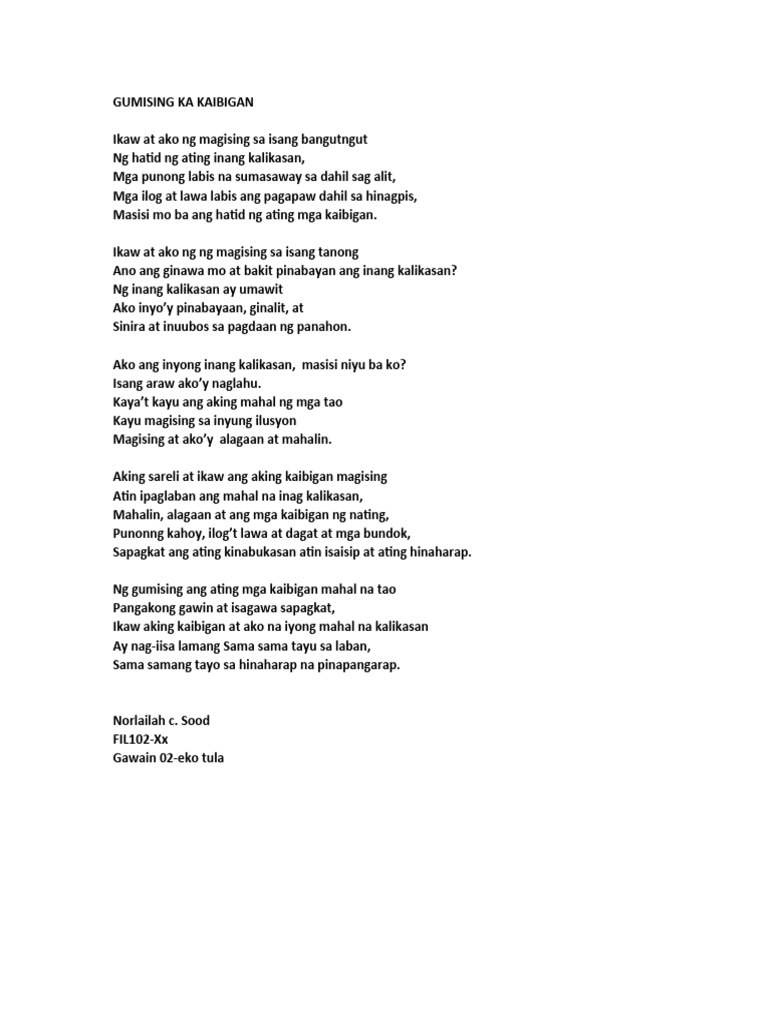 Gumising Ka Kaibigan | PDF