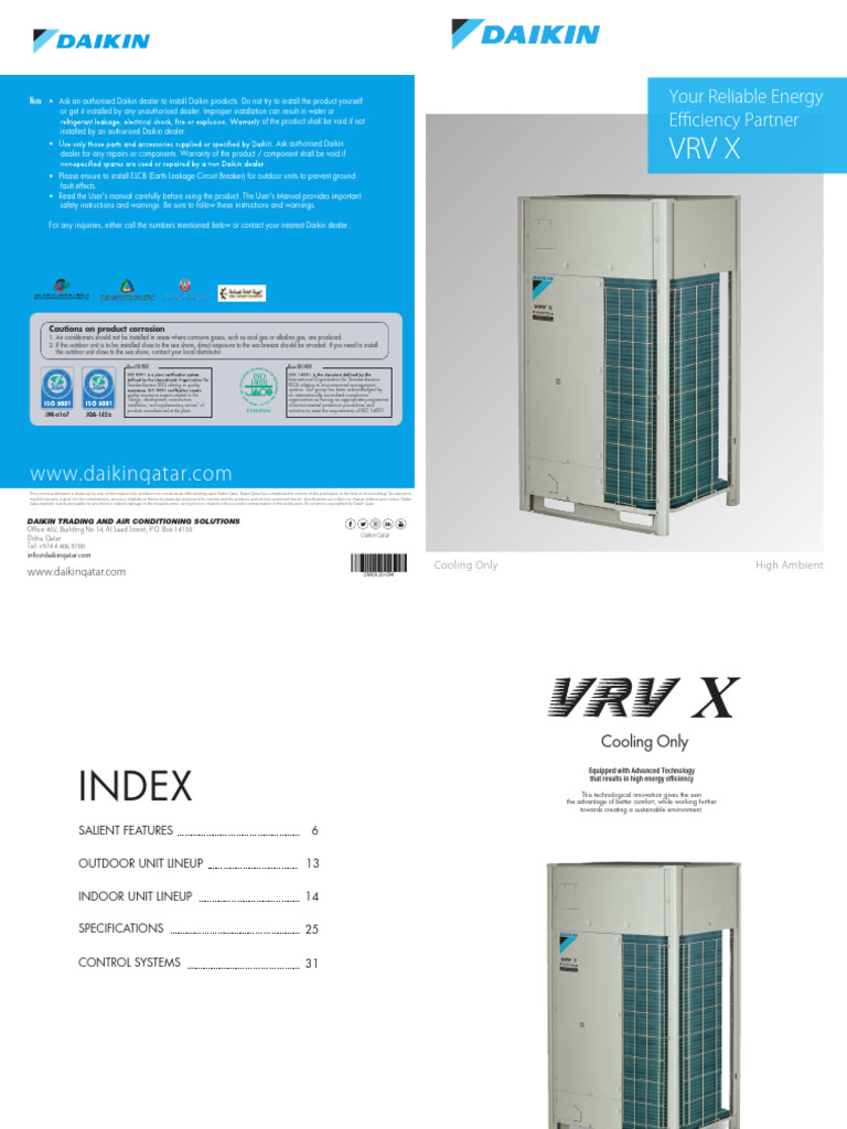 RXQ-ARYFK - VRV X Cooling Only Catalogue - High Ambient - Qatar | Download Free PDF | Air ...