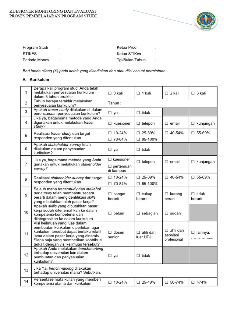 Kuesioner Monitoring Pembelajaran Mahasiswa | PDF