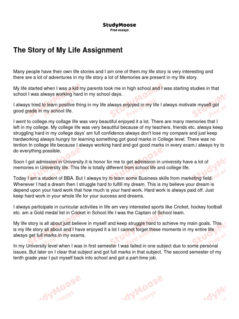 The Story of My Life Assignment | PDF