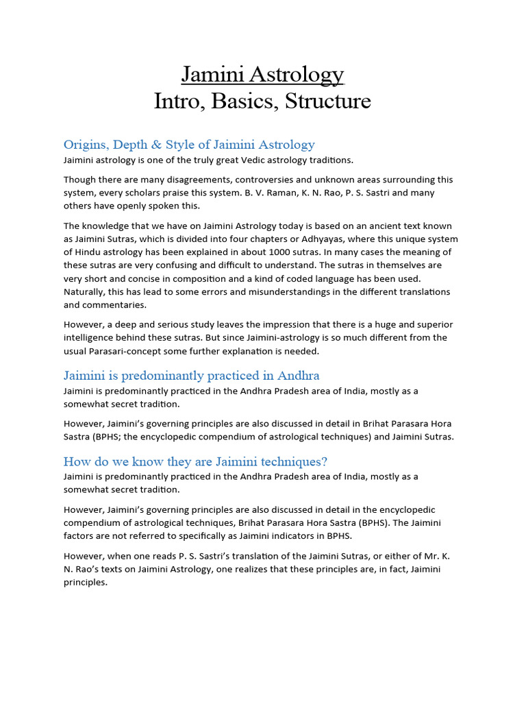 Jaimini - Intro, Basics & Structure | PDF | Astrological Sign | Hindu ...