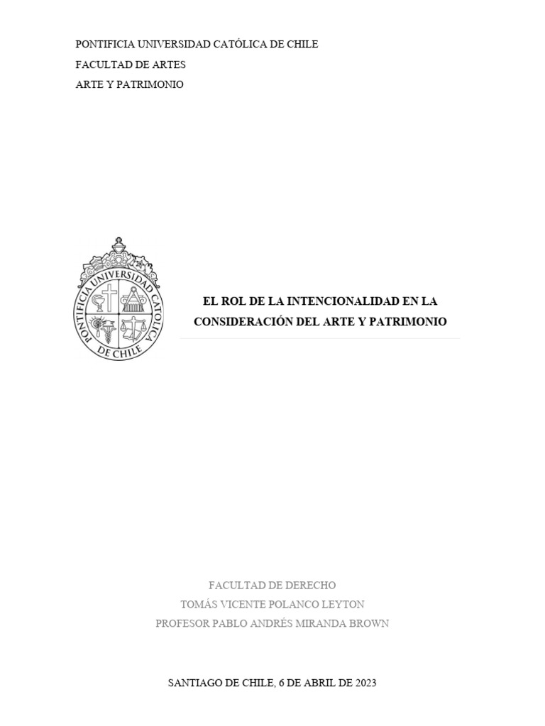 Polanco Tomás - Informe Arte | PDF | Bienes (Ley) | Concepto