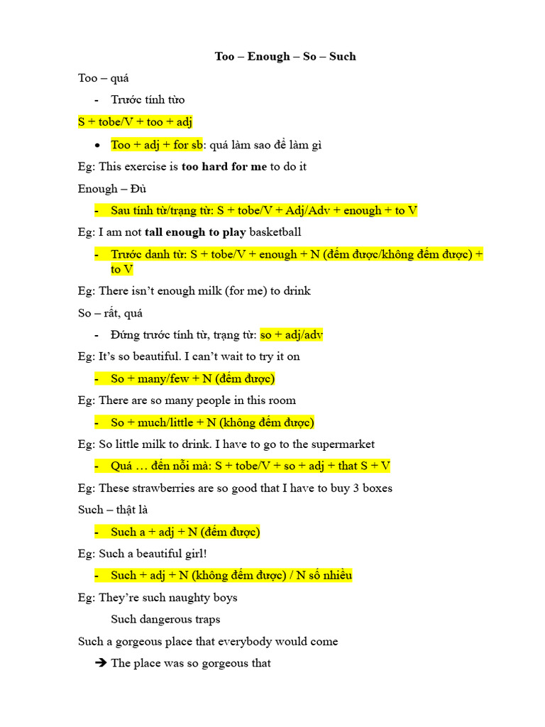 Too Enough So Such | PDF