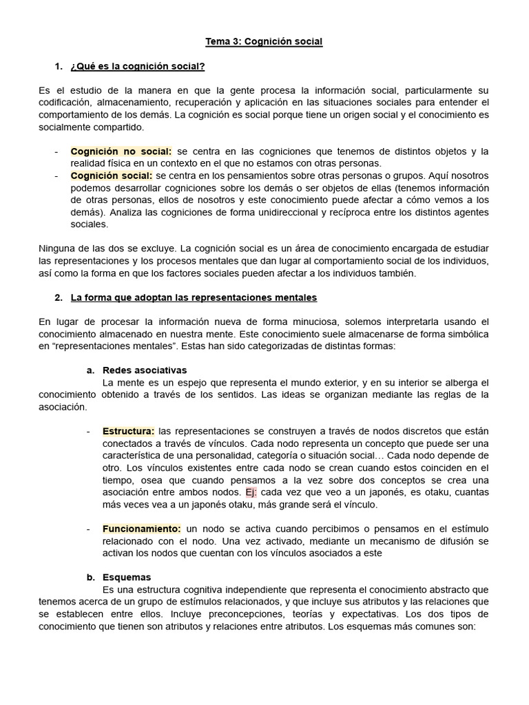 Tema 3 Cognicion Social | PDF | Mente | Esquema (psicología)