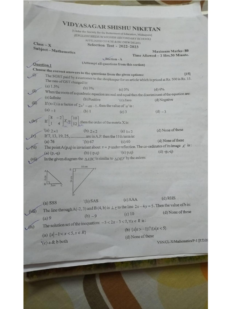 VSN Selection Math X | PDF