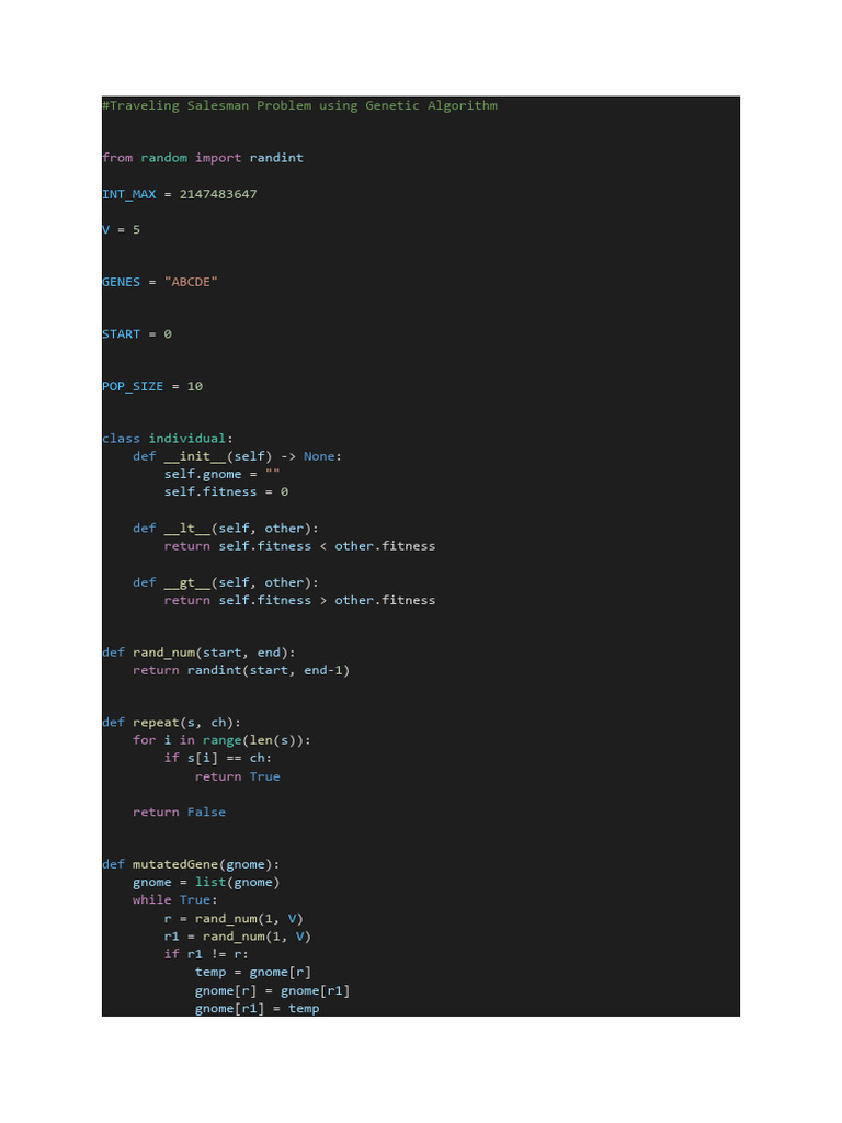 Traveling Salesman Problem Using Genetic Algorithm.12112238 | PDF | Applied Mathematics | Algorithms