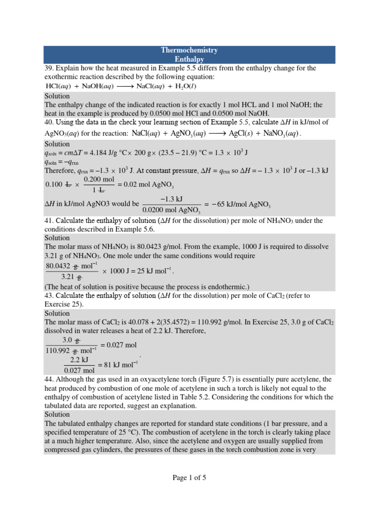 Enthalpy Calculations in Thermochemistry | PDF | Mole (Unit) | Chemistry