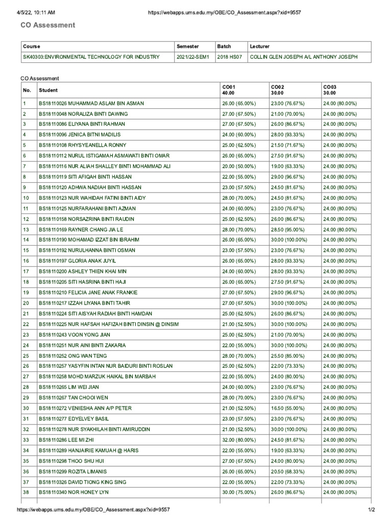 Collin Example OBE - CO - Assessment | PDF
