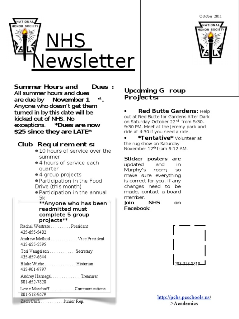 NHS Newsletter October | PDF