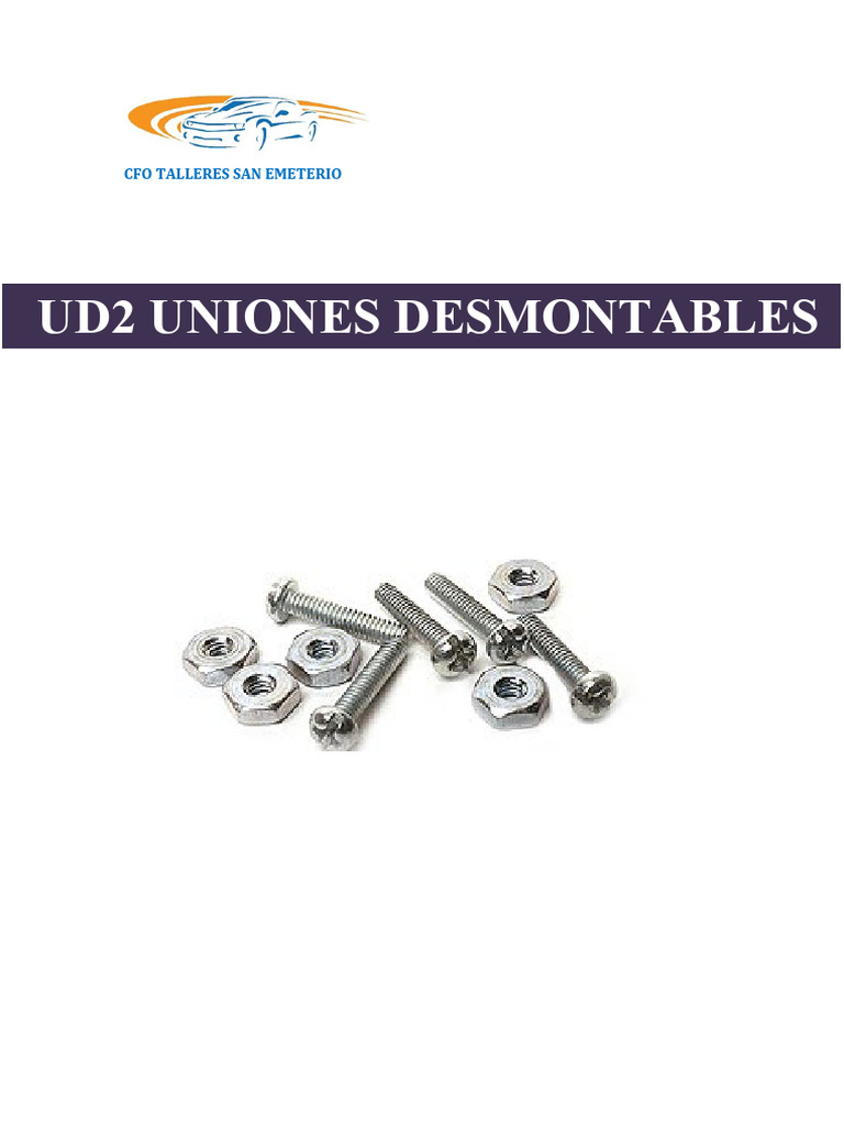 Uniones Desmontables: Tornillos y Remaches | PDF | Tornillo | Remache