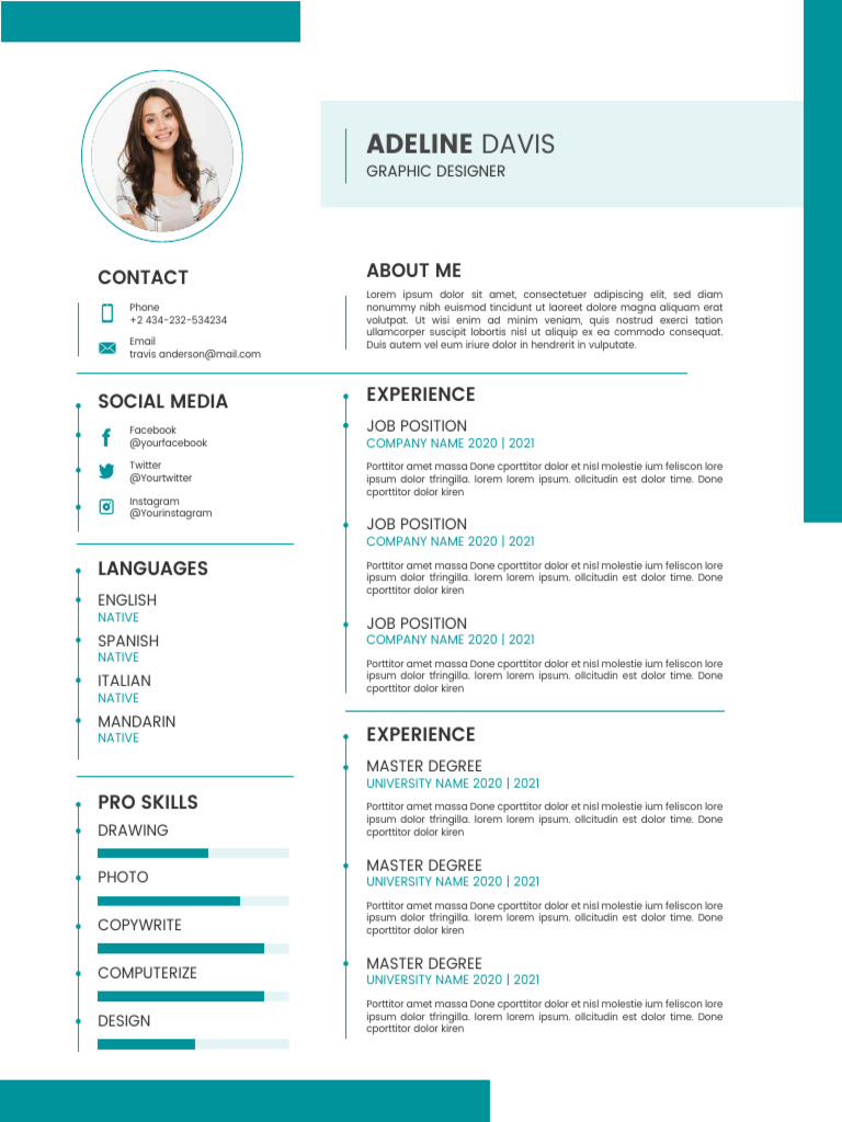 Adeline Davis: Graphic Designer Resume | PDF | Social Network | Social ...