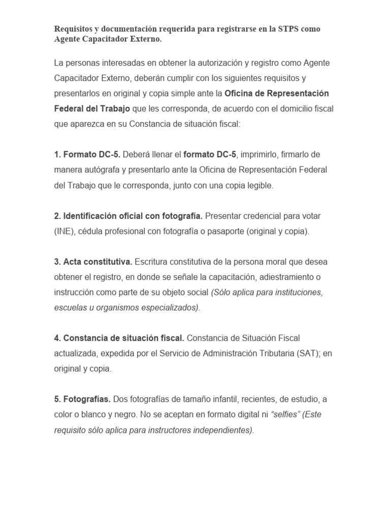 Requisitos Como Agente Capacitador Externo | PDF