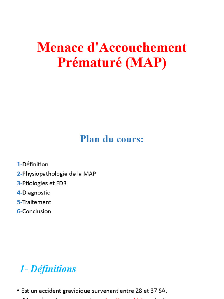 Menace D'accouchement Prématuré (MAP) | PDF | Accouchement | Médecine ...