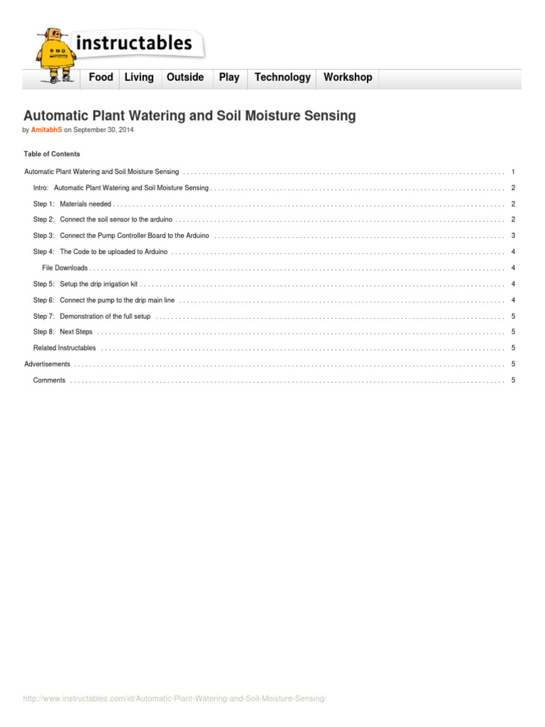 Automatic Plant Watering and Soil Moisture Sensing | PDF | Arduino | Internet Of Things
