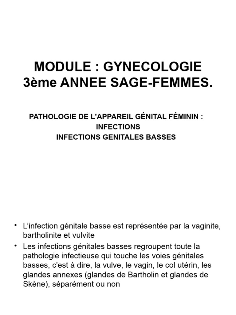 Module: Gynecologie 3ème Annee Sage-Femmes | PDF | Herpès | Candidose